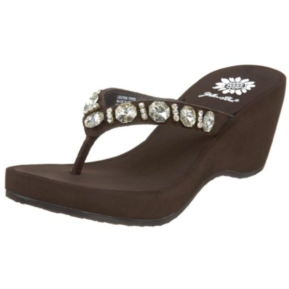 Yellow Box | Shoes | Yellow Box Glamour Embellished Brown Platform ...